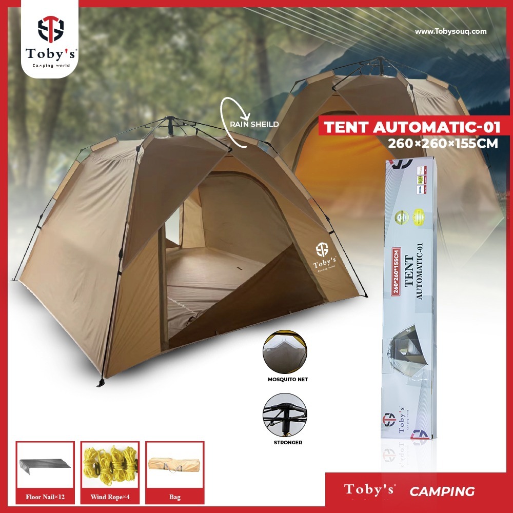 Tobys New Camping Tent 4 Person Automatic Pop Up Tent Outdoor Tent ...