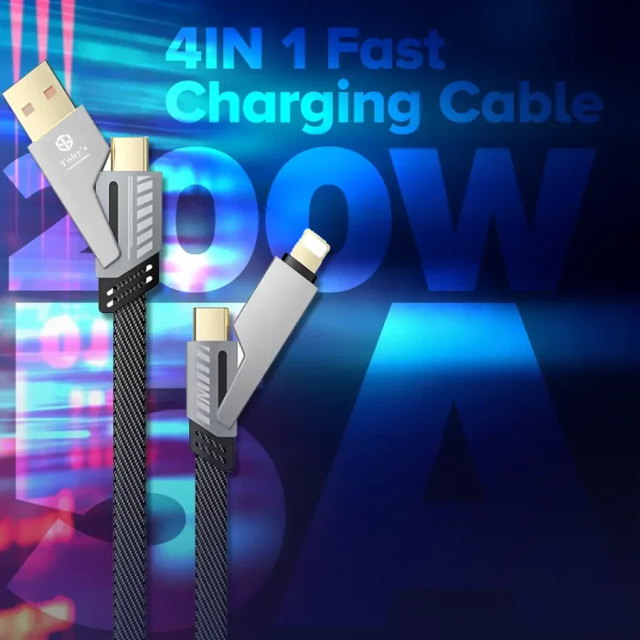 Toby’s Professional CC-07 4 in 1 Fast Charging Cable 200W USB A & USB C ...